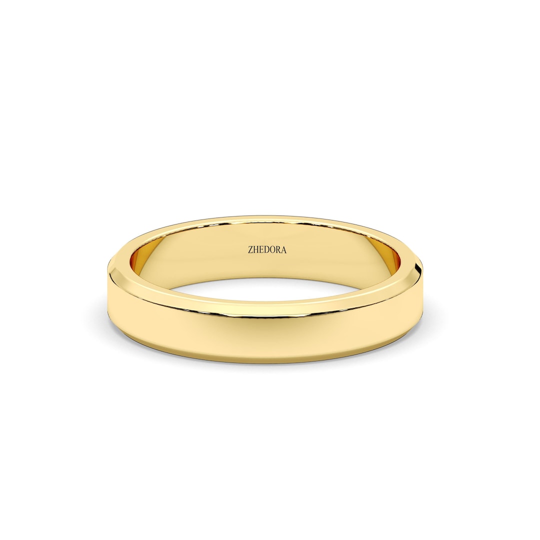 4mm Solid Gold Wedding Band, Plain Gold Wedding Band, Matte Bridal Band ...