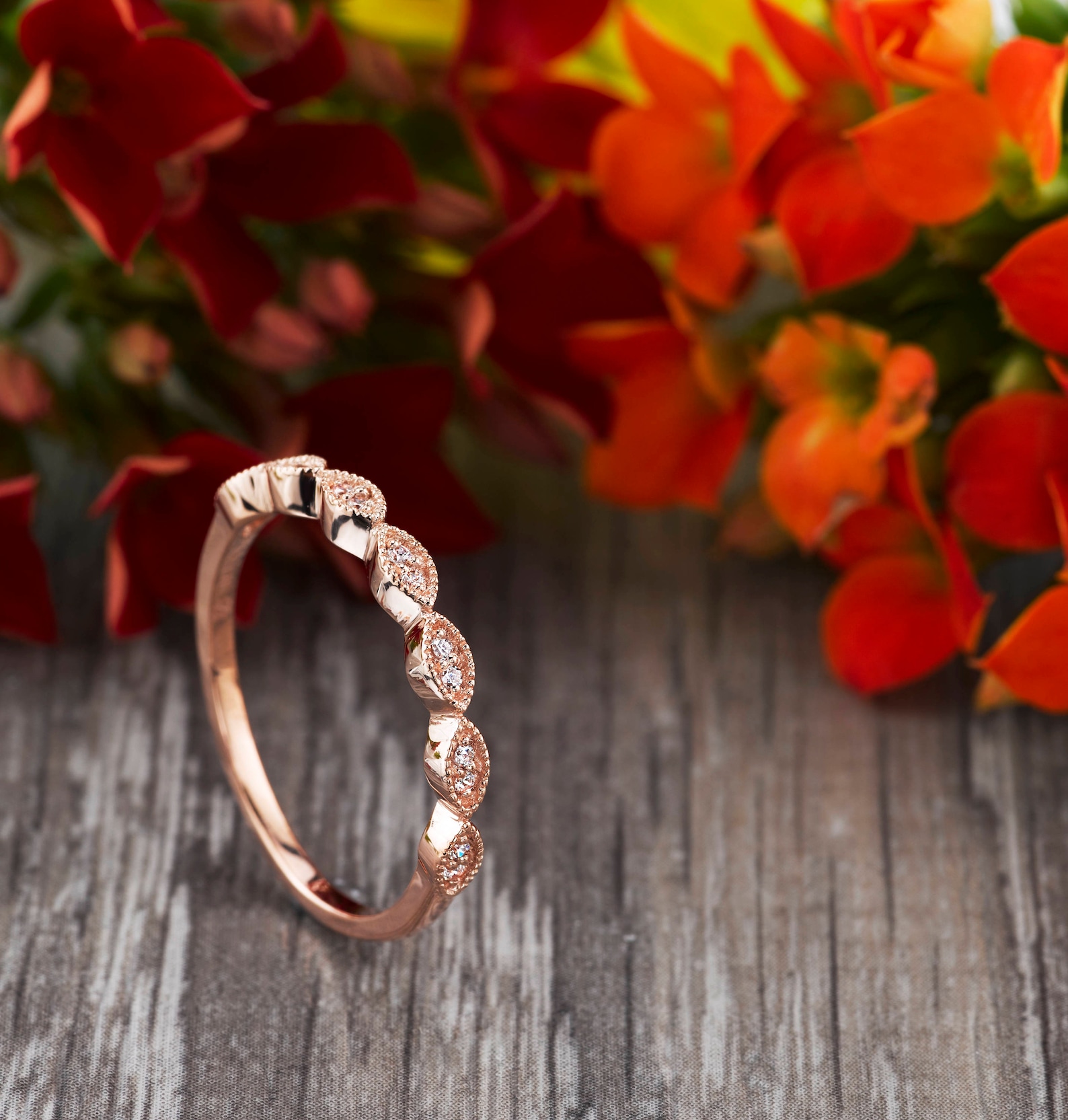 Milgrain Stackable Wedding Band 14K/ 18k Yellow Gold - Etsy