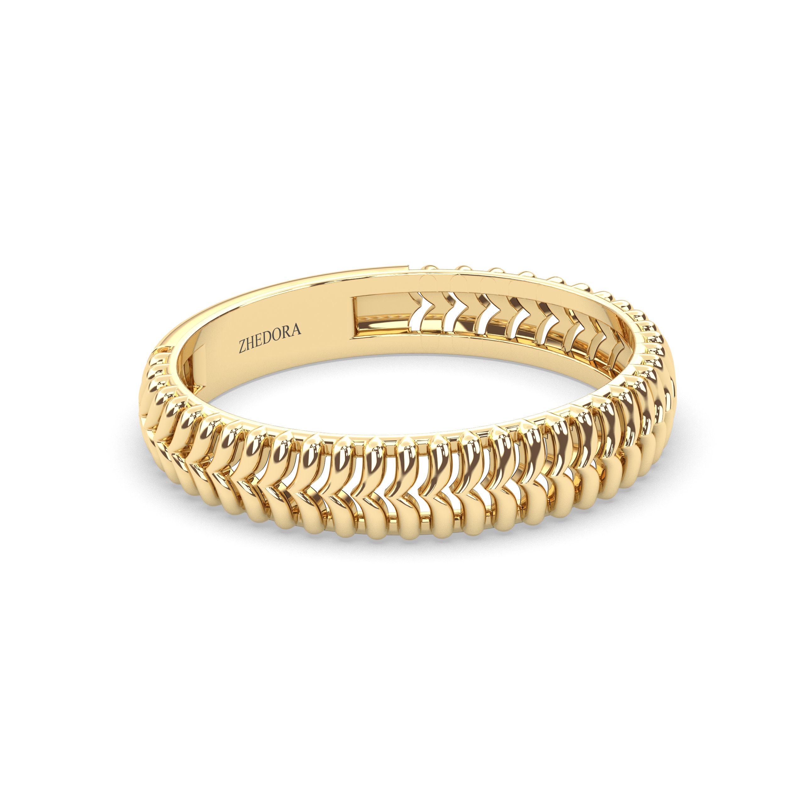Solid Gold Wedding Band, Stackable Band, Zipper Ring, 14K Gold Bridal ...