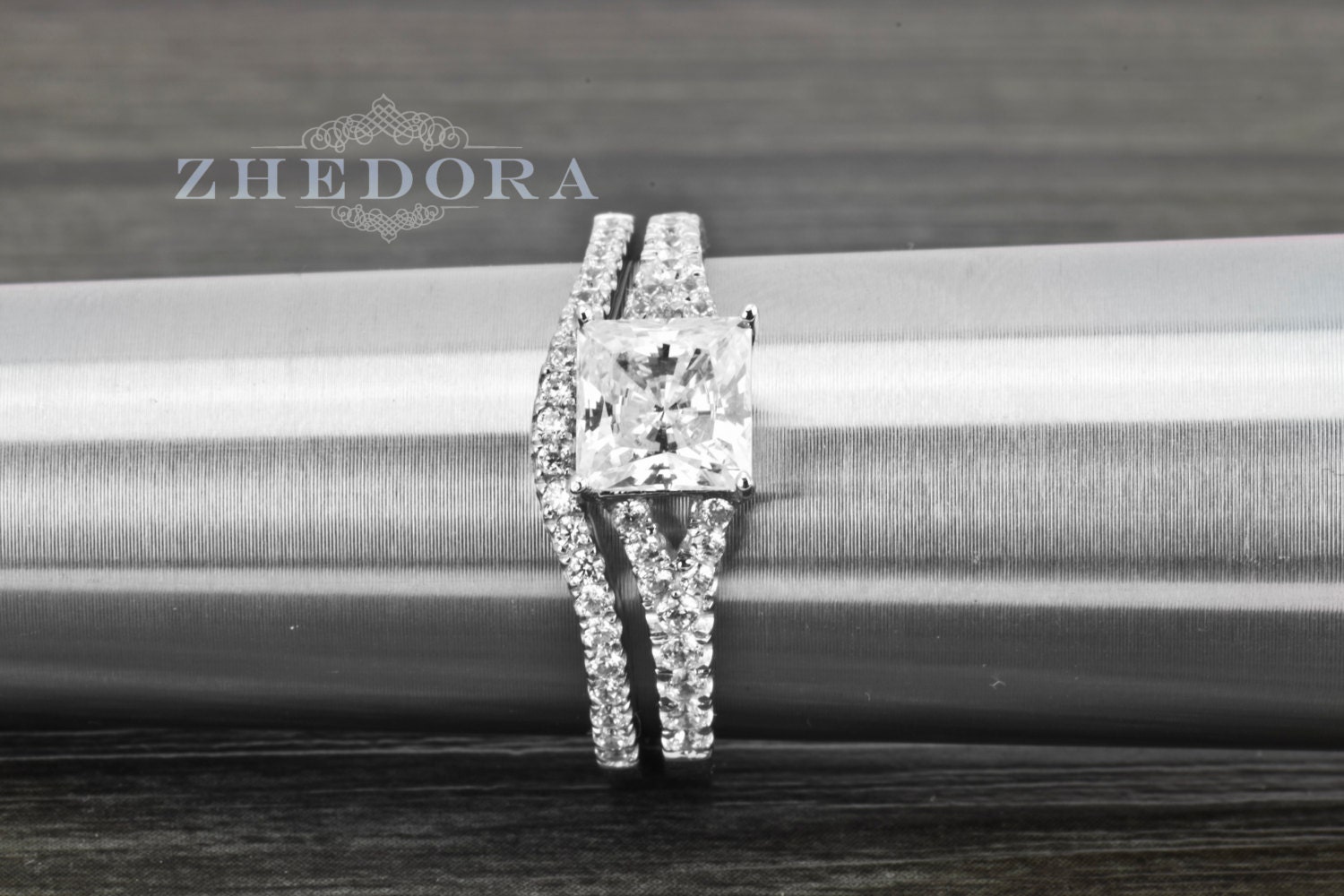 Princess Cut Engagement Ring Set 2 CT Princess Cut Bridal Set - Etsy