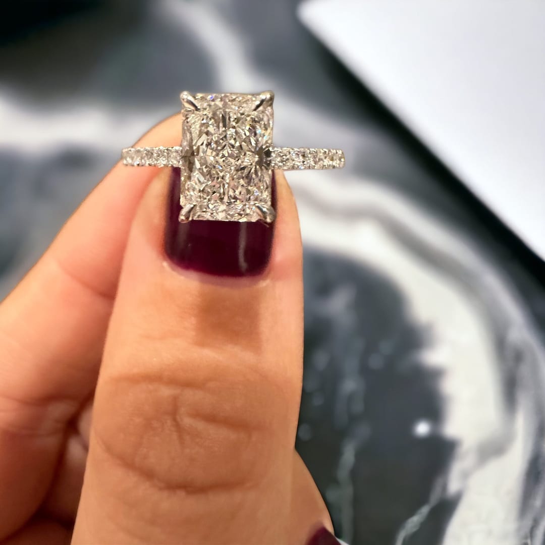 Lab Grown Diamond Engagement Ring , 2 CT Radiant Cut Lab Diamond , Lab ...