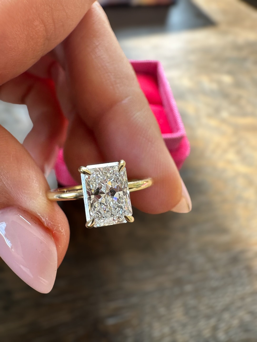 Lab Grown Diamond Ring , 2 CT Radiant Cut Lab Diamond Ring , Yellow ...