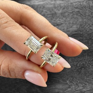 Lab Grown Diamond Ring , 2 CT Radiant Cut Lab Diamond Ring , Yellow ...