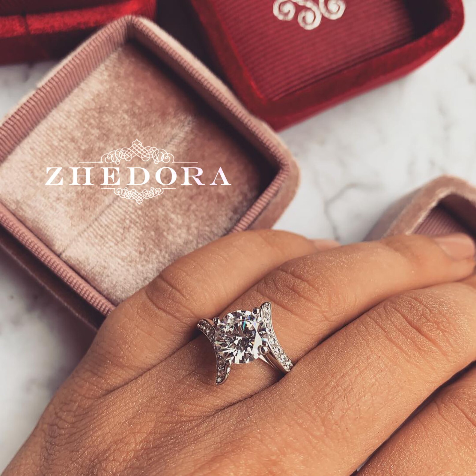 2.0 CT Round Bypass Engagement Ring in Solid 14k/18k White - Etsy