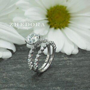 2 CT Round Engagement Ring Set in 14k/18k White Gold, Round Forever One ...