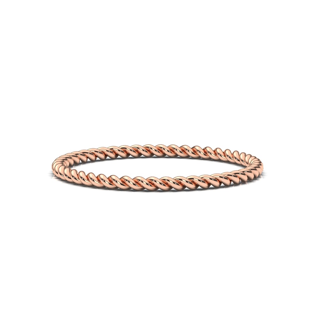 Rose Gold Twist Rope Ring / Twisted Rope Gold Wedding Band / Thin Rose ...