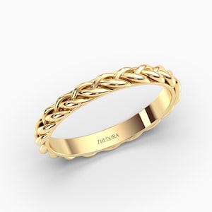 Braided Gold Band, Braided Wedding Band, Gold Braided Band, Twisted ...
