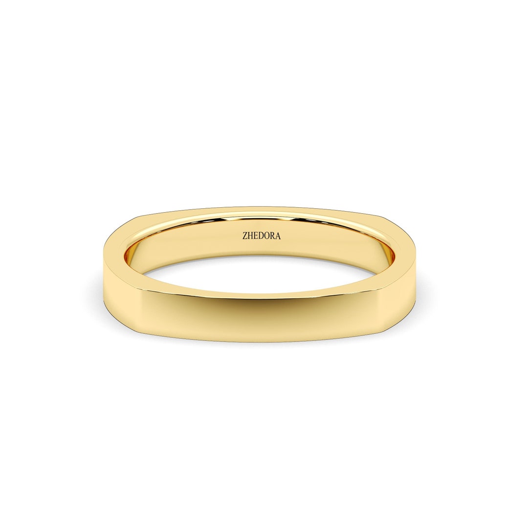 Solid Gold Square Band, Gold Wedding Band, Gold Bridal Band, Unisex ...