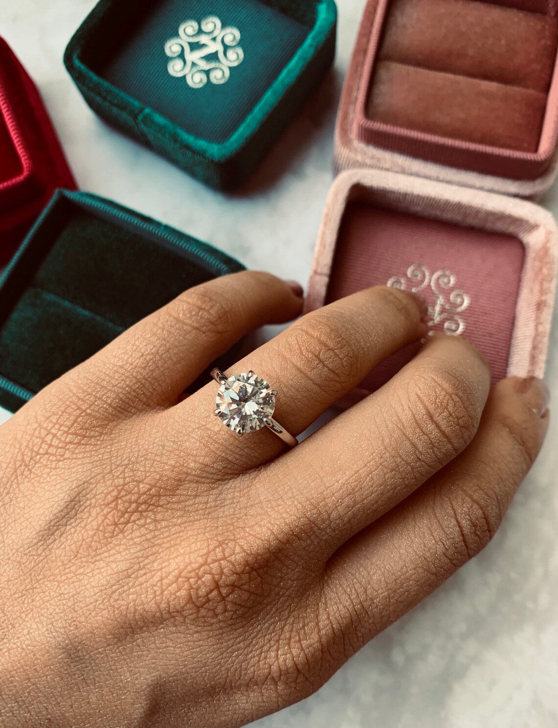 3 CT Round Engagement Ring Solid Gold Dainty Solitaire Ring | Etsy