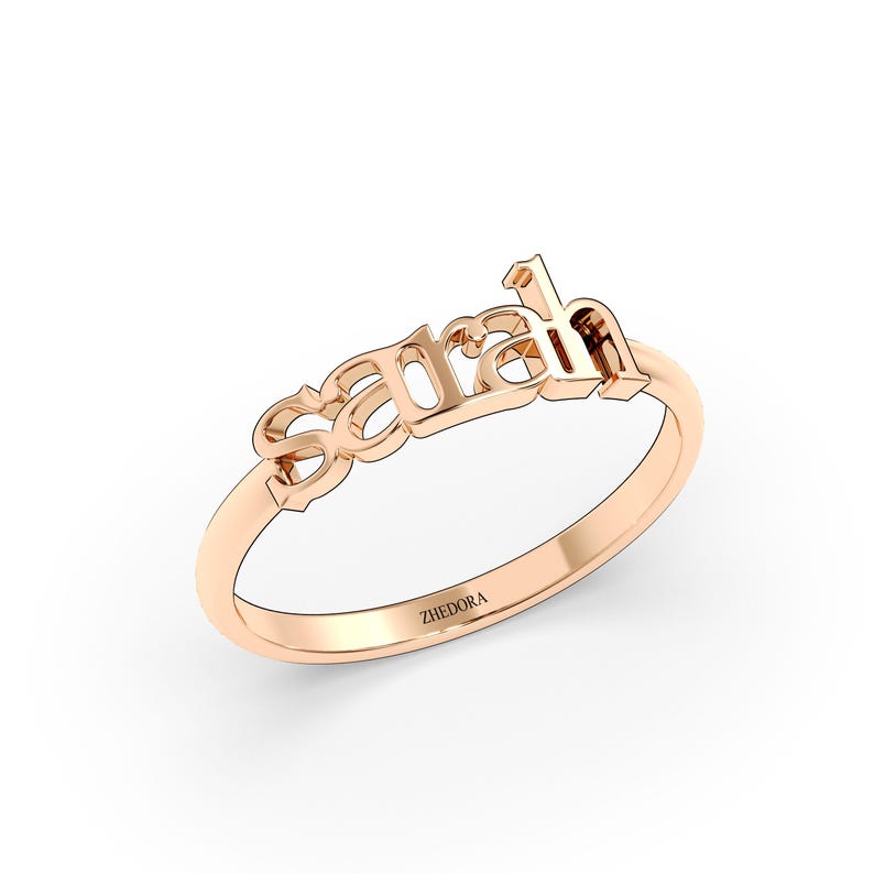 Gold Name Ring, Custom Name Ring, Solid Gold Name Band, Personalized ...