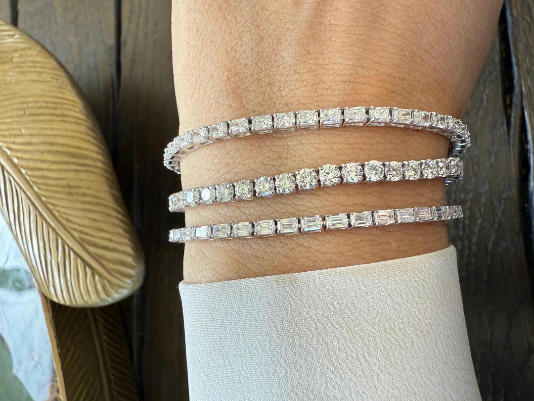 Lab Grown Diamond Tennis Bracelet, Eternity Diamond Bracelet , Emerald ...