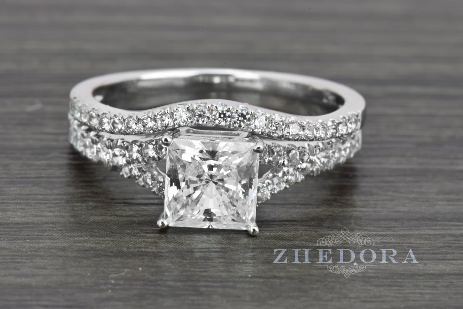 Princess Cut Engagement Ring Set 2 CT Princess Cut Bridal Set - Etsy