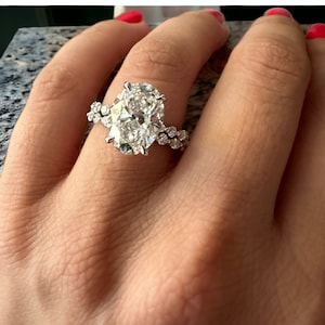 LAB Diamond Oval Wedding Set , 3 CT Oval Engagement Ring , Lab Grown ...