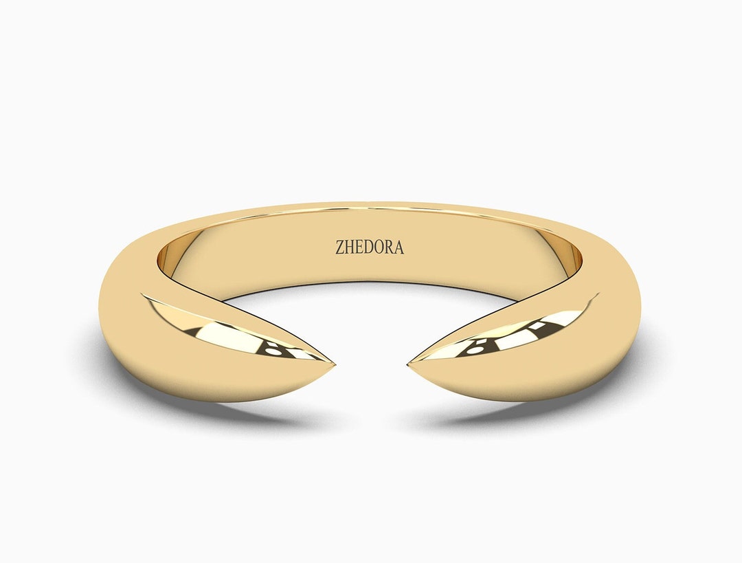 Solid Gold Claw Cuff Wedding Band, Open Ring - Etsy