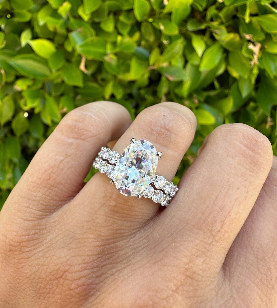 4 CT OVAL Engagement Ring , White Gold Ring Set , Engagement Ring for ...