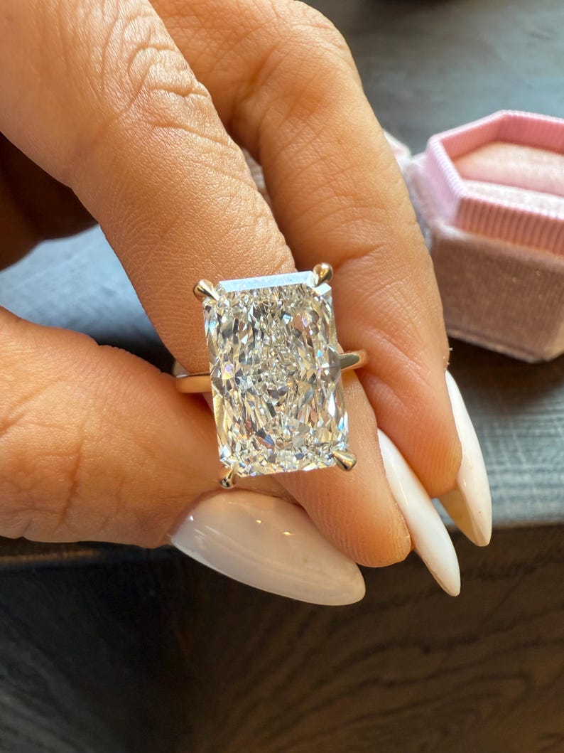 Lab Diamond Ring , 6 CT Radiant Cut Lab Diamond Engagement Ring ...
