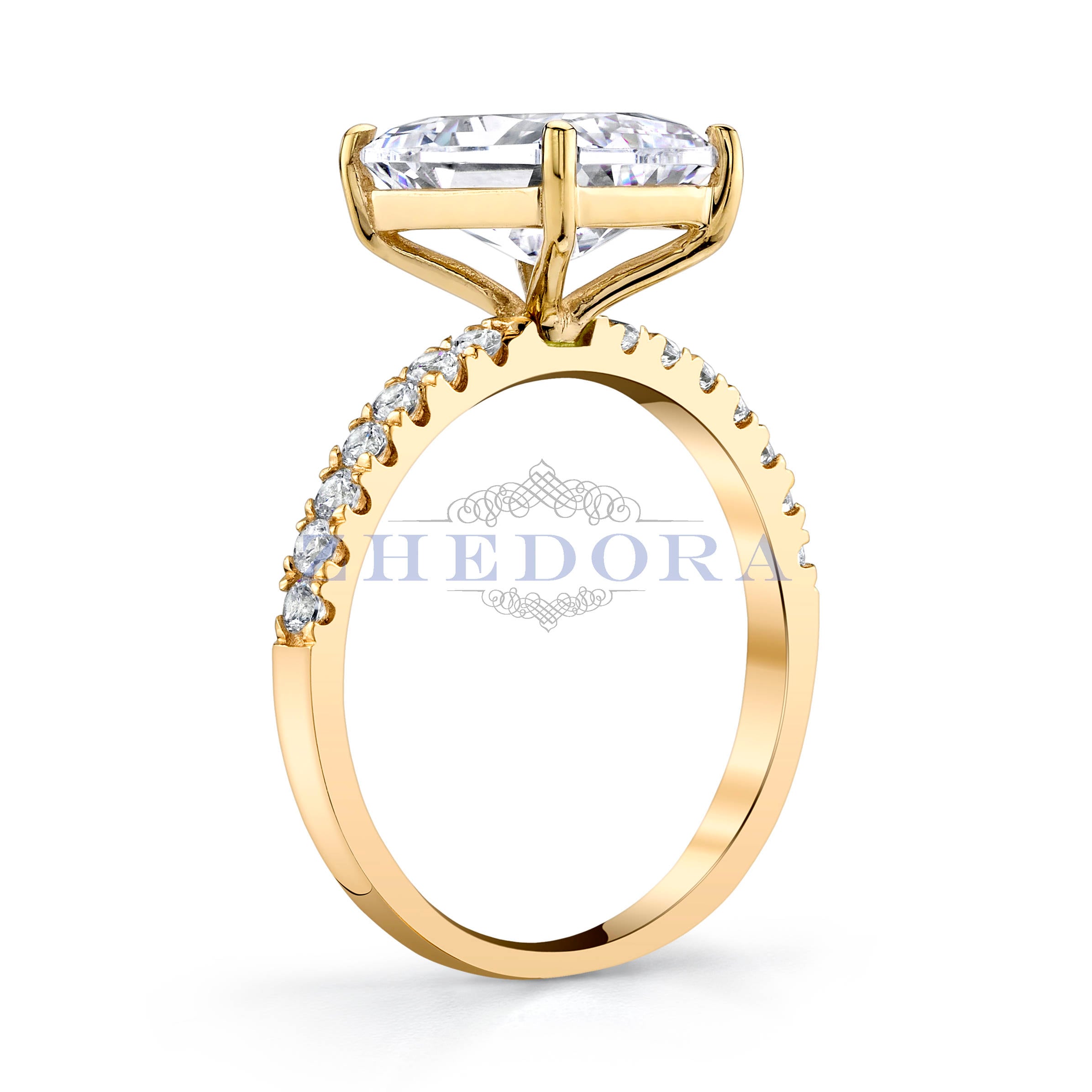 Yellow Gold Radiant Cut Wedding Set , Radiant Bridal Set, Moissanite ...