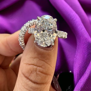 4 CT Lab Grown Diamond Ring , Oval Lab Diamond Engagement Ring , Lab ...