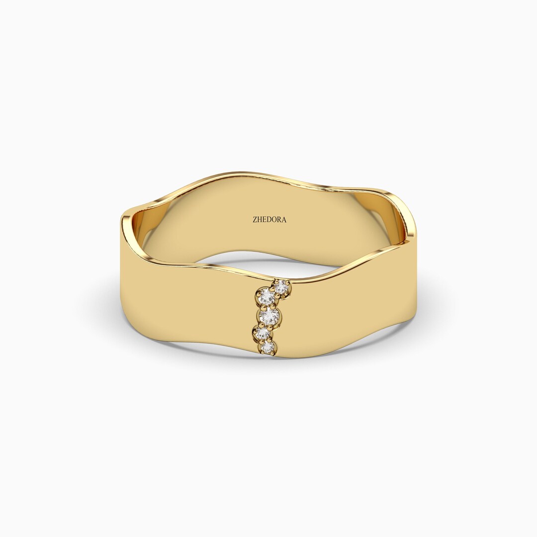 Solid Gold Bridal Band, Diamond Wedding Band, Solid Gold Wedding Band ...