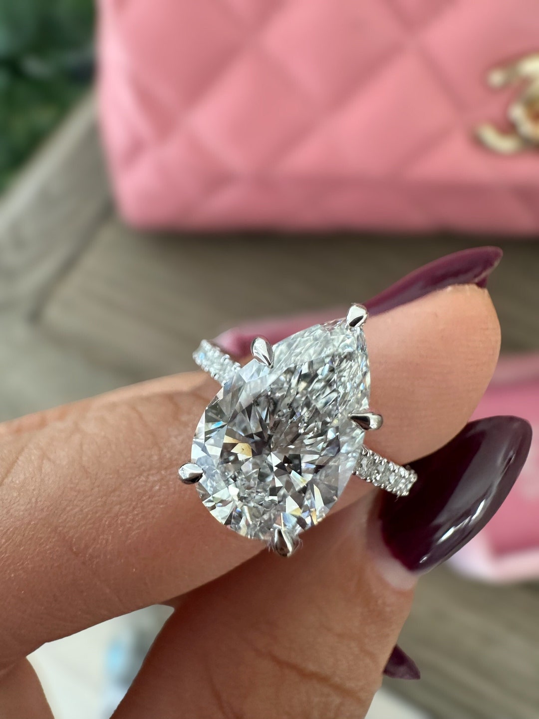 Lab Grown Diamond Ring , Pear Lab Created Diamond , 3 CT Pear Diamond ...