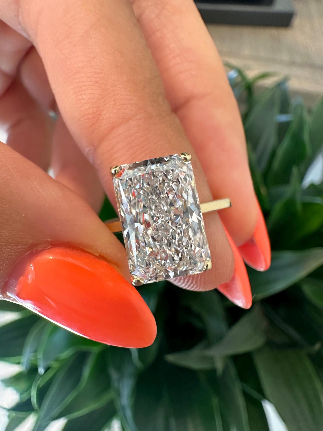 Lab Grown Diamond Ring , 4 CT Radiant Cut Lab Diamond Engagement Ring ...
