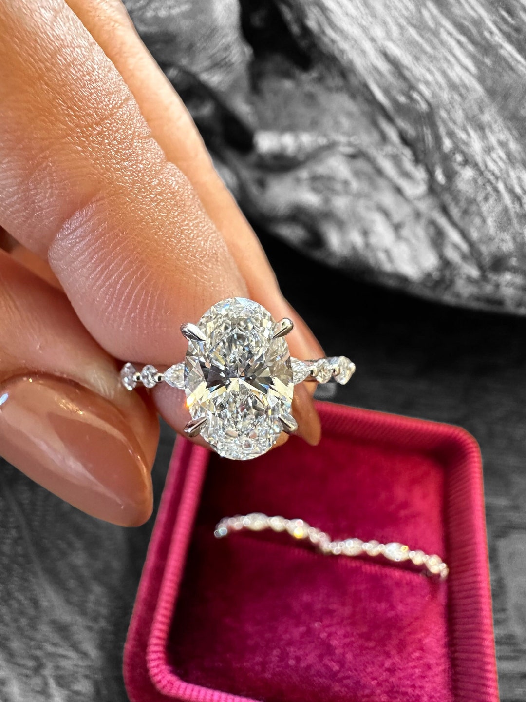 1.5 CT Oval LAB Diamond Engagement Ring , Engagement Ring , Lab Grown ...