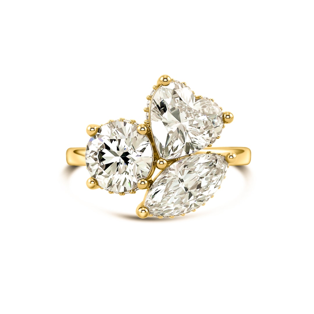 Engagement Ring | Gold Diamond Ring | Three Stone Diamond Ring | Toi Et ...