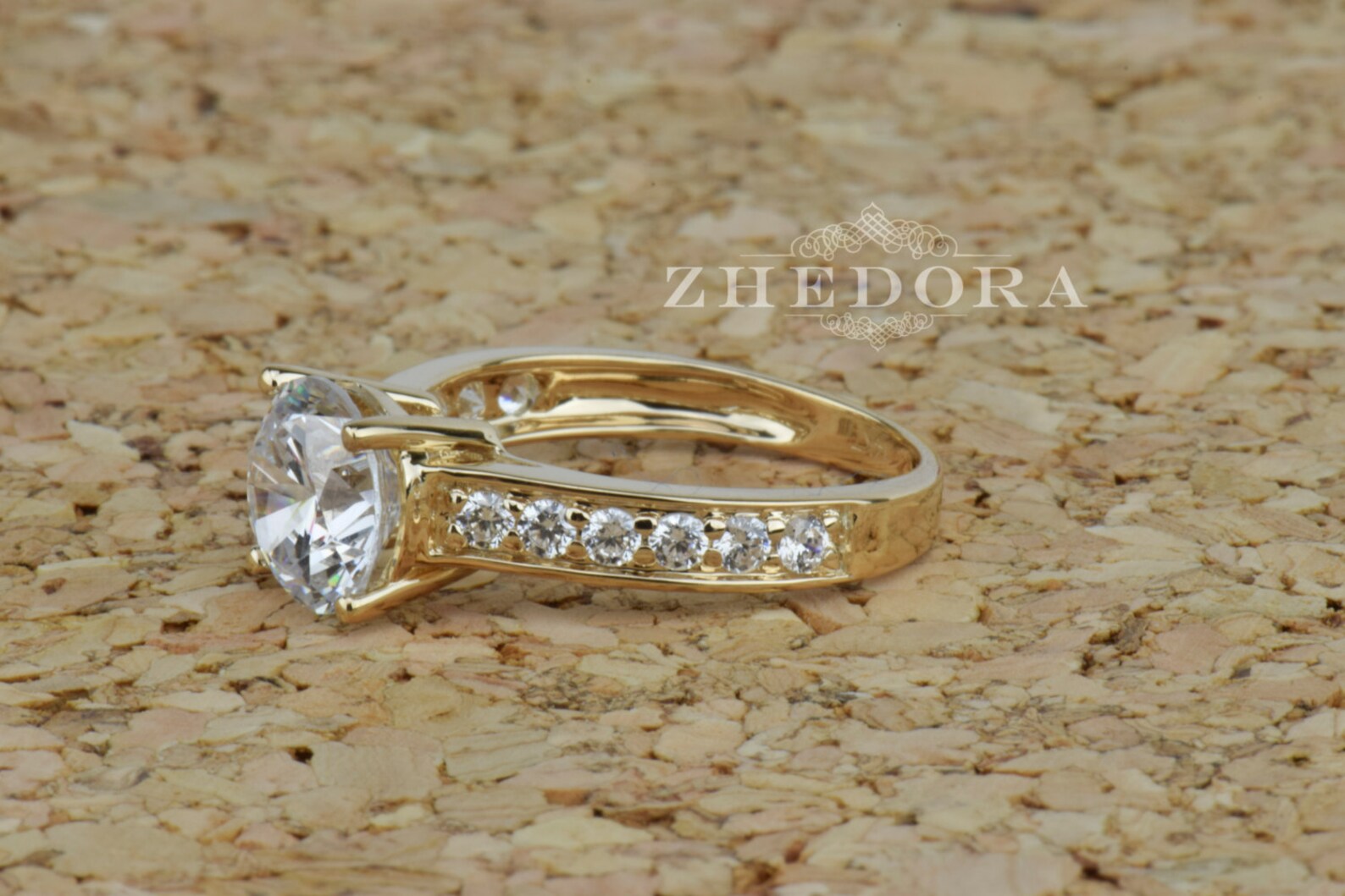 Channel Set Engagement Ring 14k Yellow Gold Channel Set | Etsy