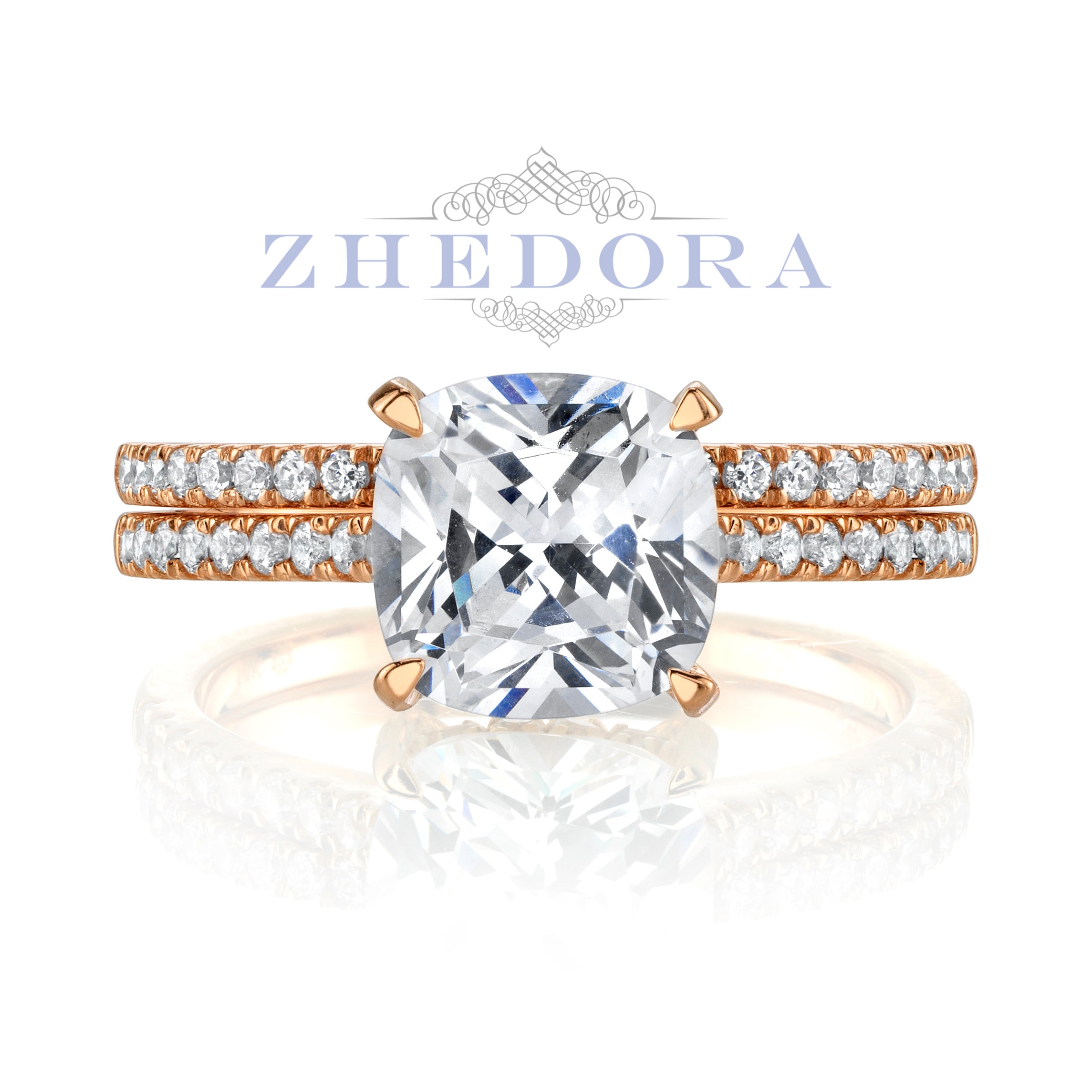 Cushion Cut Engagement Ring Cushion Cut Wedding Set 2 CT - Etsy