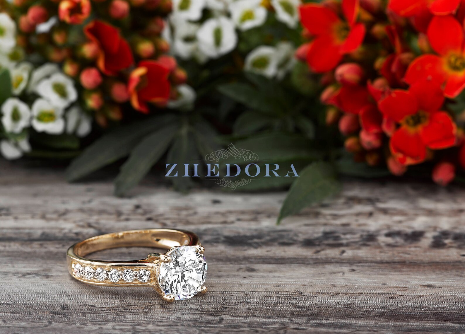 Channel Set Engagement Ring 14k Yellow Gold Channel Set | Etsy