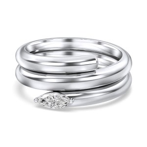 Marquise Wrap Around Ring / Diamond Wrap Ring / Wrap Around Band / Marquise Twisty Band ...