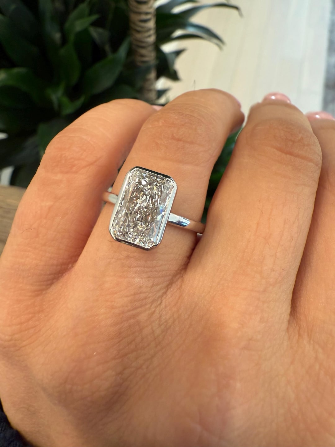 Lab Grown Diamond Ring , 4.5 CT Radiant Cut Lab Diamond Engagement Ring ...