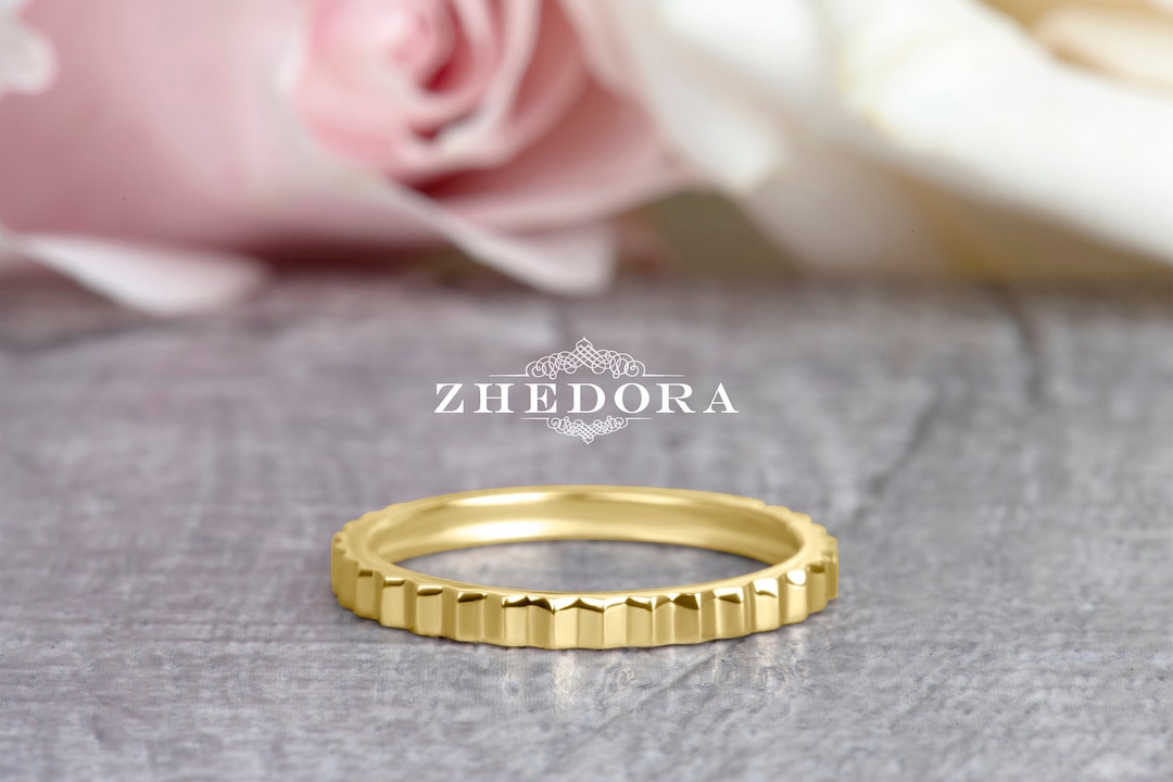 Gold Fluted Band | Textured Wedding Band | Stacking Gold Band | Fashion ...