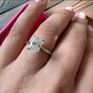 Lab Grown Diamond Ring , 2 CT Radiant Cut Lab Diamond Ring , Yellow ...