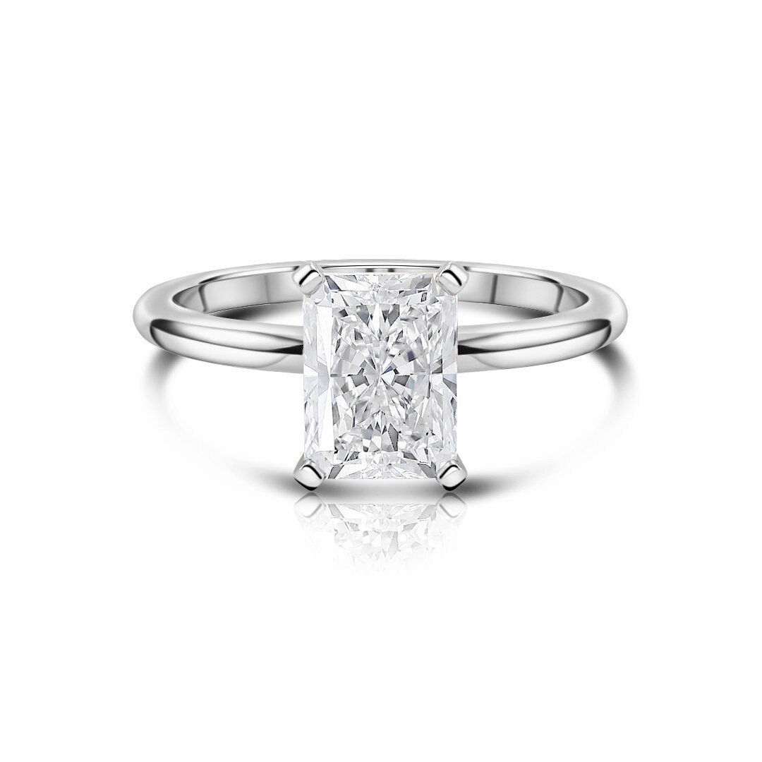 Lab Diamond Ring , 1 CT Radiant Cut Lab Grown Diamond , Solitaire ...