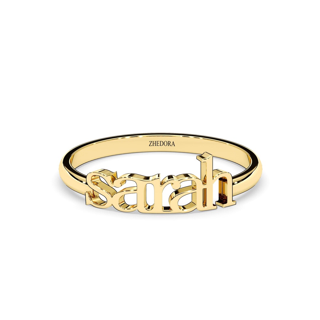 Gold Name Ring, Custom Name Ring, Solid Gold Name Band, Personalized ...