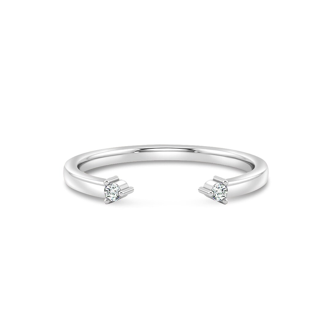 Gold Diamond Band, Solid Gold Open Band, Gold Stackable Diamond Band ...