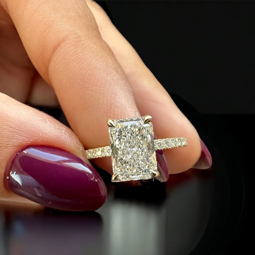 Radiant Cut Lab Grown Diamond Engagement Ring , 1.60 CT Lab Created ...