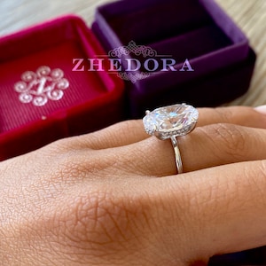 Rose Gold Oval Engagement Ring , Elongated Oval Ring, Flashy Engagement ...