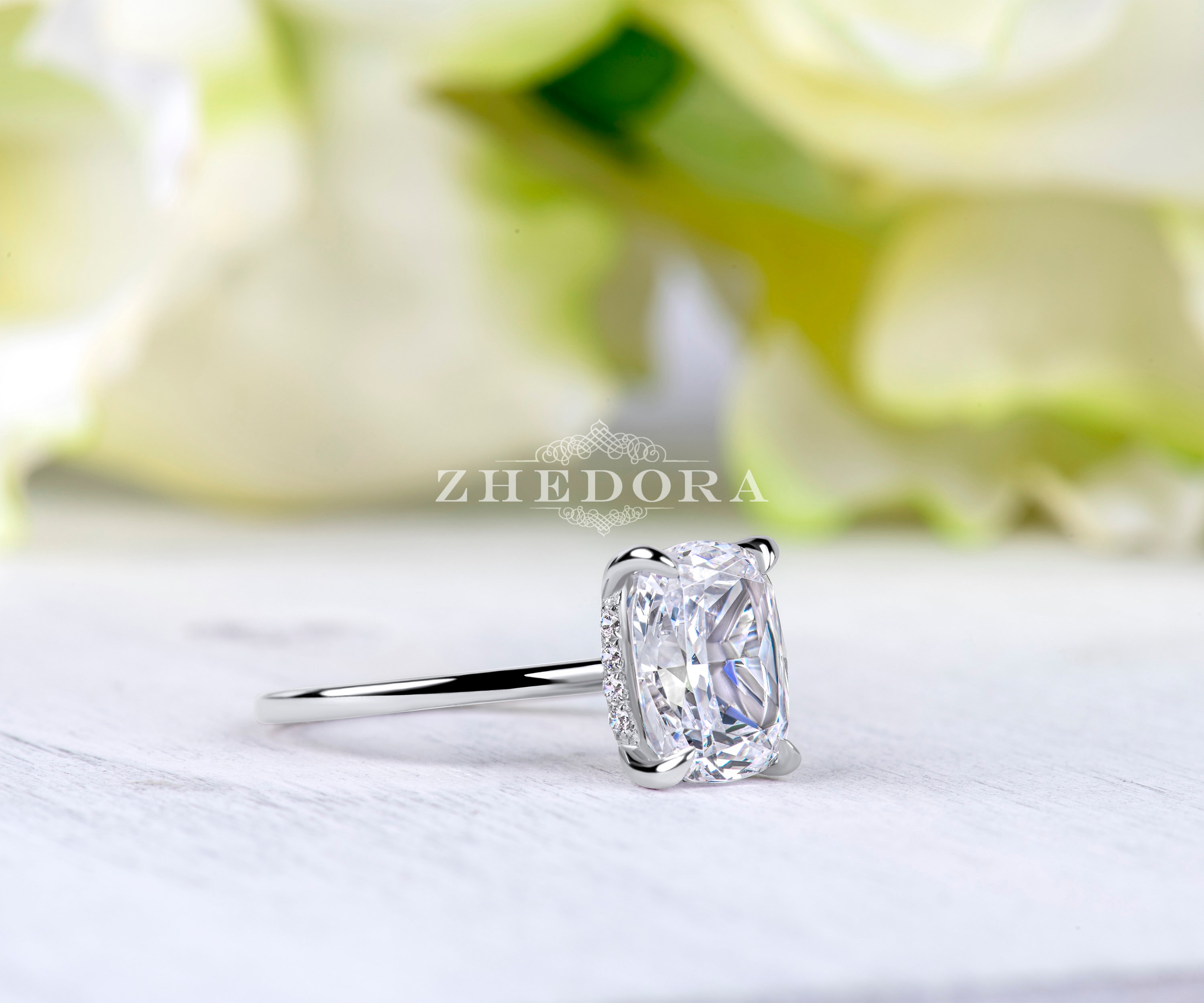 Elongated Cushion Engagement Ring White Gold Wedding Set - Etsy