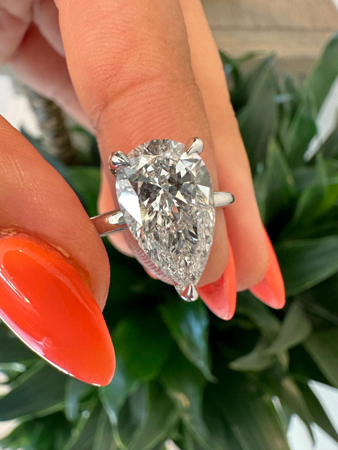 REAL Lab Grown Diamond Ring E VS1/2 , 3 CT Pear Diamond Lab Grown ...