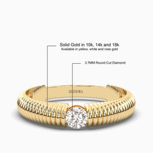 Unique Solid Gold Engagement Ring, Beveled Setting With a Round Cut ...