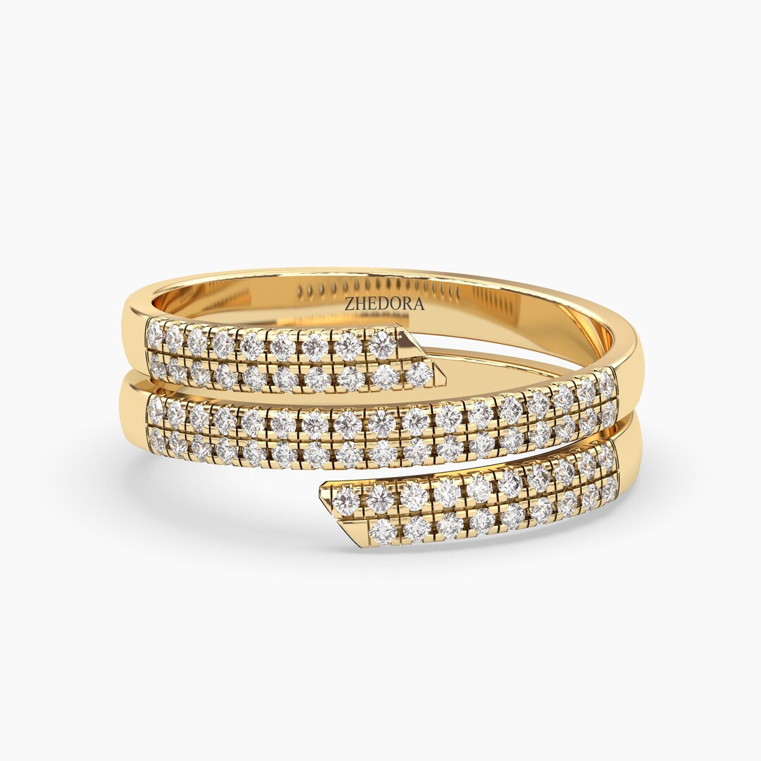 Diamond Wrap Ring / Twisty Moissanite Band / Wrap Around Band / Diamond ...