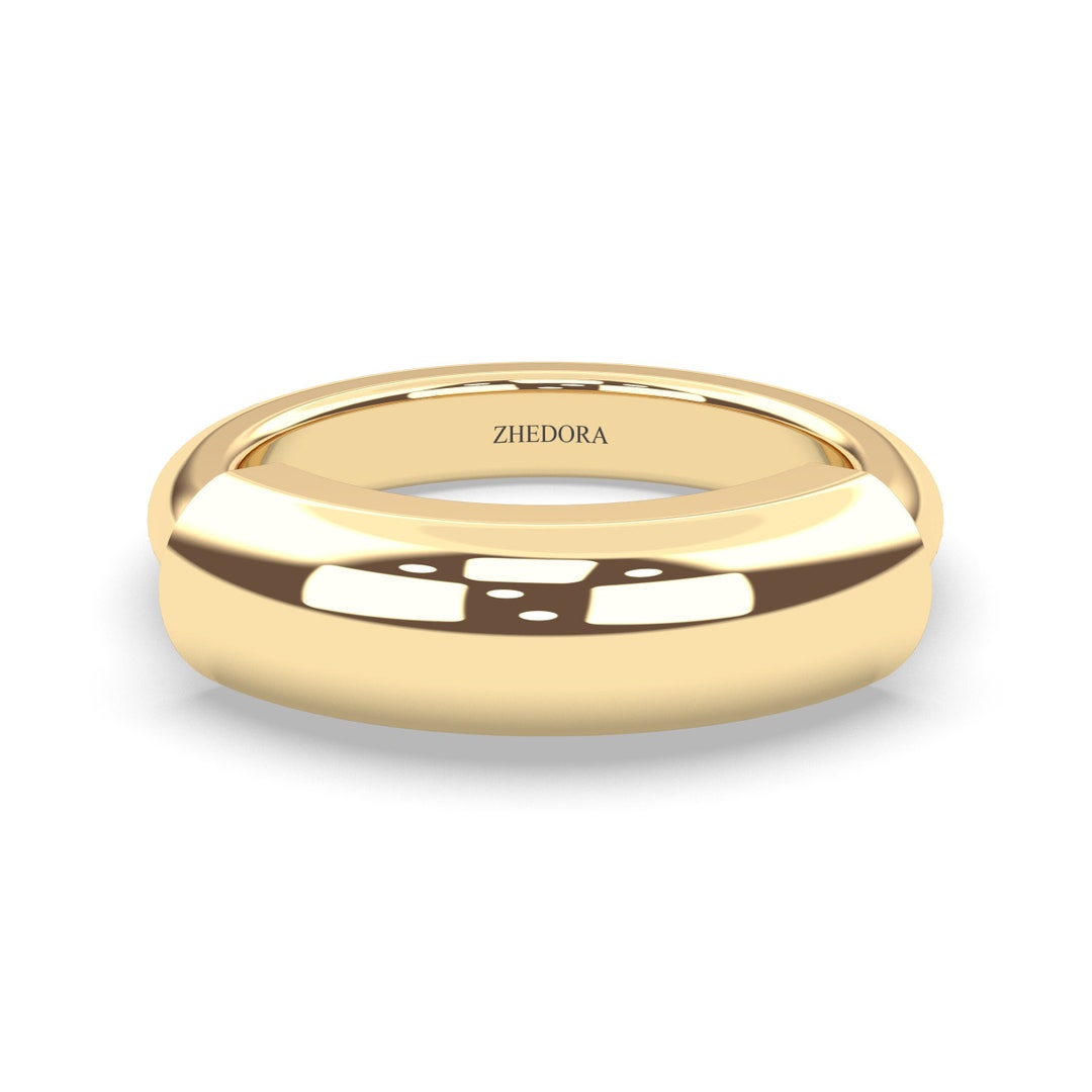 Solid Gold Segment Band, 18k Gold Band, Thick Wedding Band, Wide Gold ...