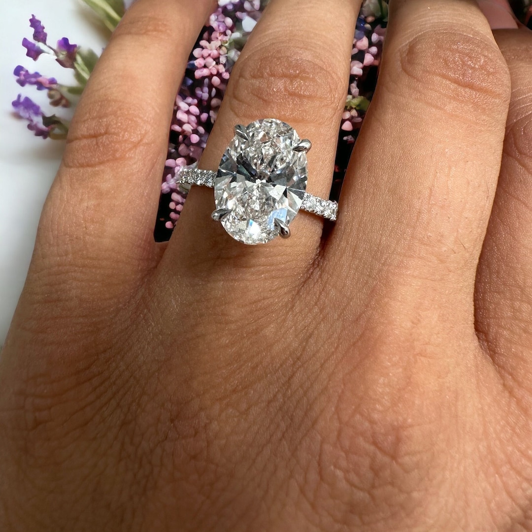 Lab Grown Diamond Ring , Oval Diamond Engagement Ring , Lab Made Oval Diamond Ring , Lab Diamond ...