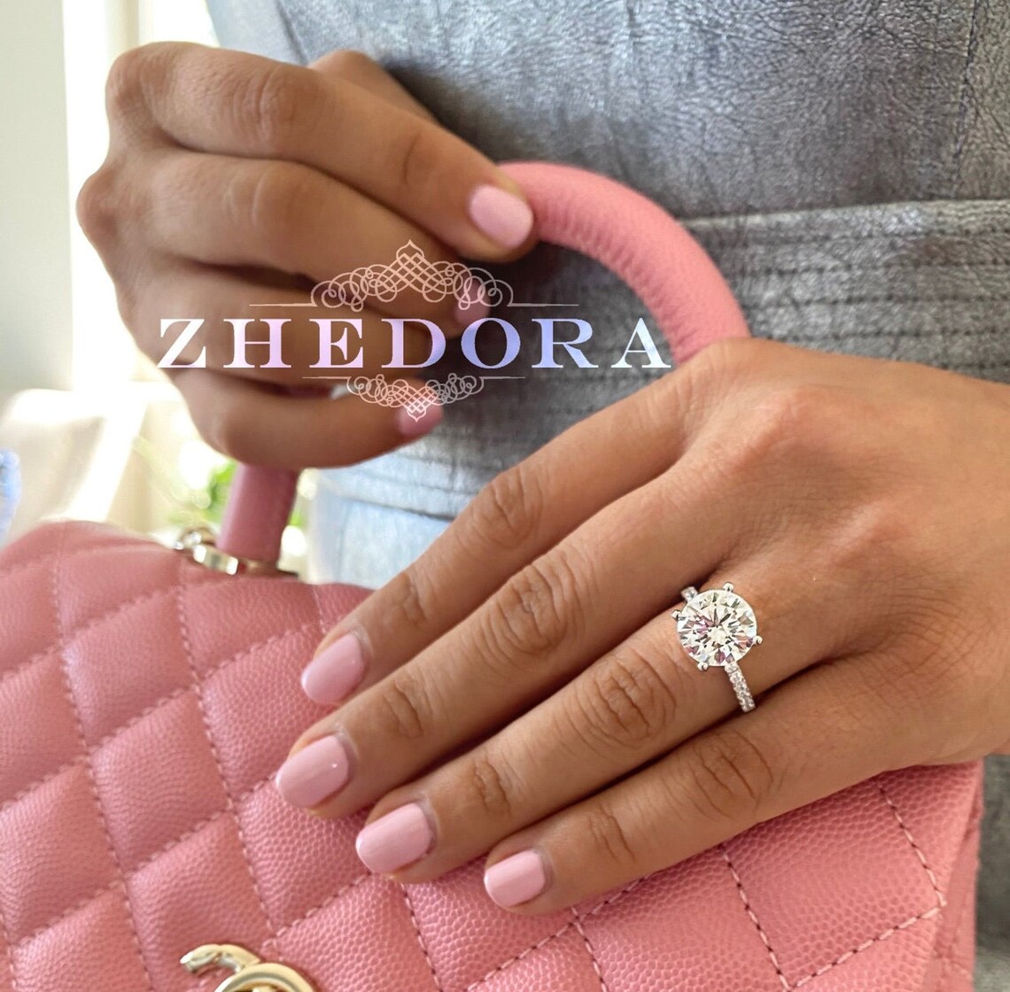 2 CT Round Cut Engagement Ring Set 14k/18k White Gold Round - Etsy