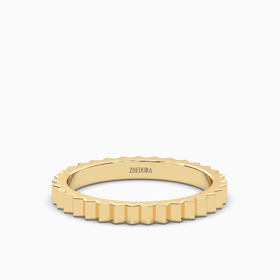 Solid Gold Fluted Band, Stackable 14k Gold Ring, Gold Fashion Jewelry ...