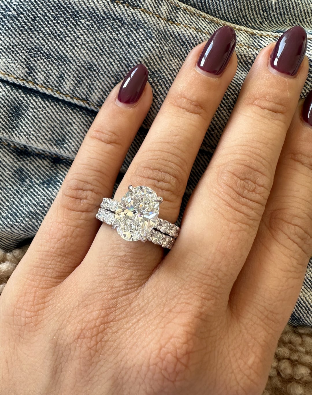 4 CT Lab Grown Diamond Ring , Oval Lab Diamond Engagement Ring , Lab ...