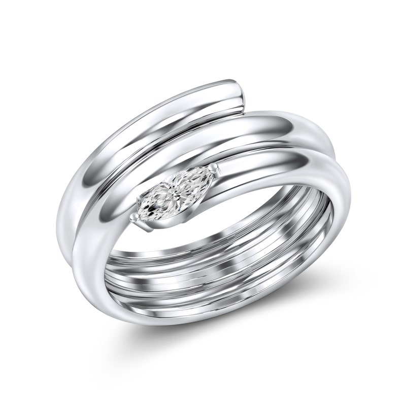 Marquise Wrap Around Ring / Diamond Wrap Ring / Wrap Around Band ...