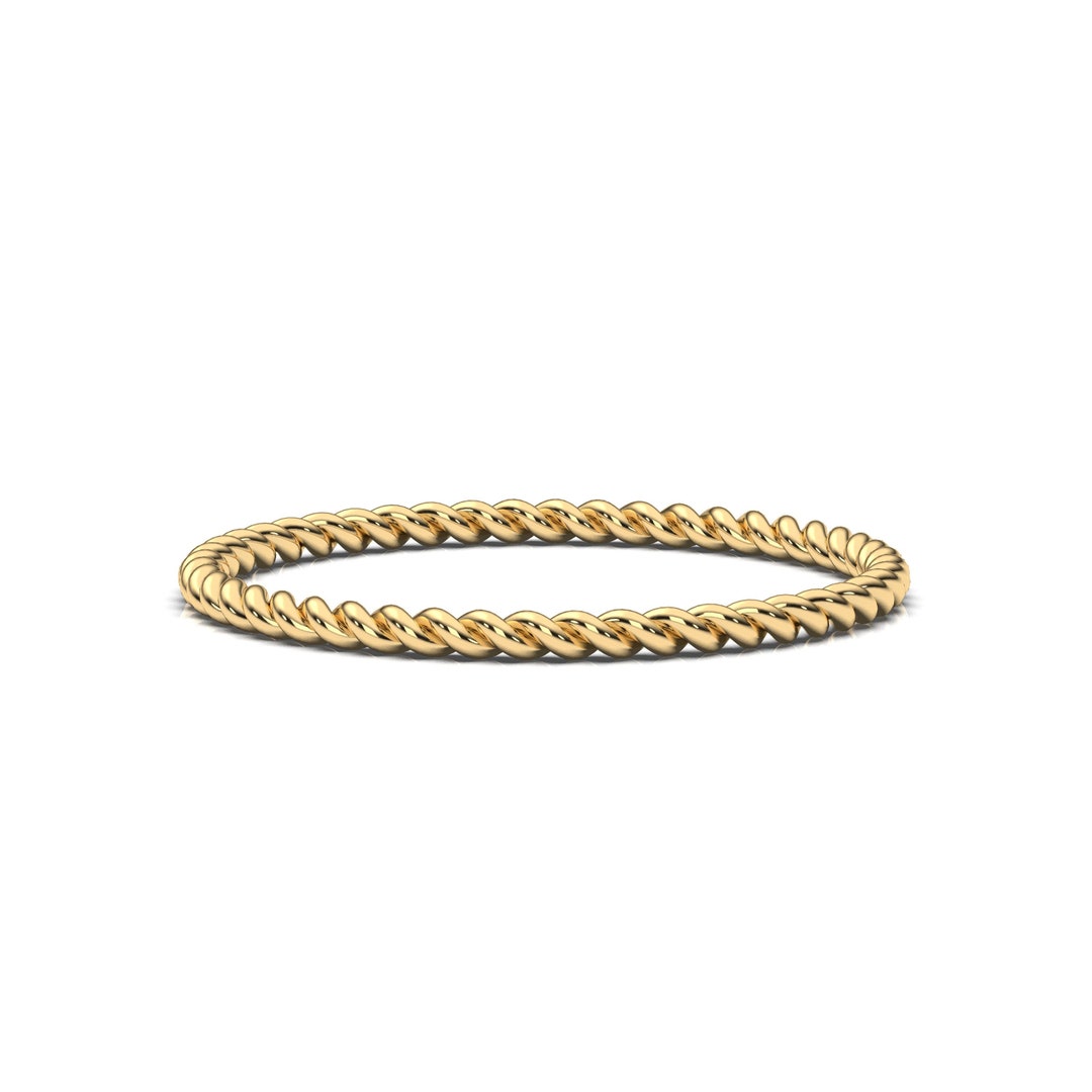 Thin Gold Braided Ring / Twisted Rope Gold Wedding Band / Thin Gold ...